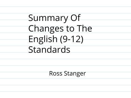 Book Creator | Summary Of Changes to The English (9-12) Standards