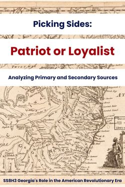 Book Creator | SS8H3 Patriot or Loyalist