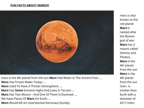 Book Creator | Mars vs Earth