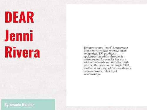 Book Creator | Dear Jenni Rivera