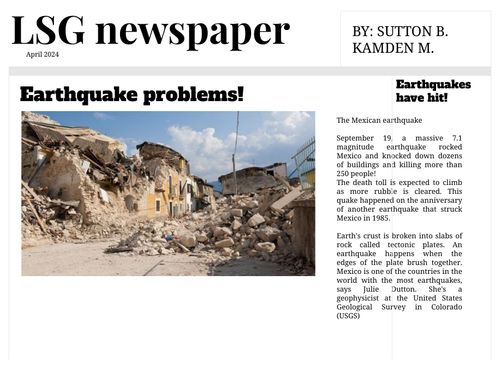 Book Creator | Earthquakes