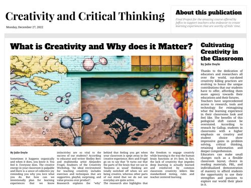 Book Creator | Creativity and Critical Thinking