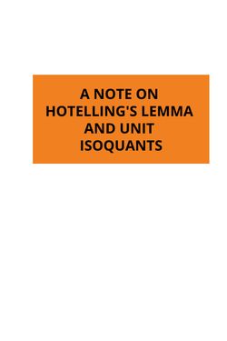 Book Creator | A NOTE ON HOTELLINGS LEMMA AND UNIT ISOQUANTS