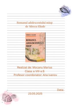 Book Creator | Romanul Adolescentului Miop