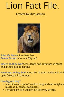 Book Creator | Lion fact file