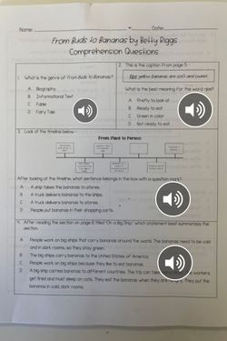 Book Creator | From Buds to Bananas Comprehension Quiz