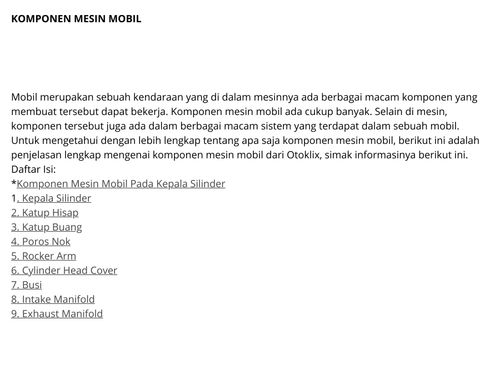 Book Creator | Komponen mesin