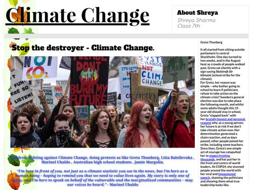 Book Creator | Climate Change Protests
