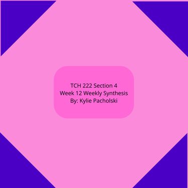 Book Creator | TCH 222 Week 12 Weekly Synthesis