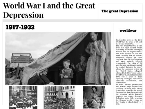 Book Creator | World War I and the great Depression