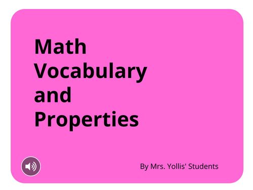 Book Creator | Math Vocabulary and Properties