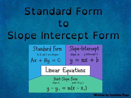 Book Creator | Standard to Slope Intercept Form