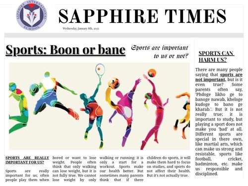 Book Creator | NEWS PAPER- Sports: Boon or BANE