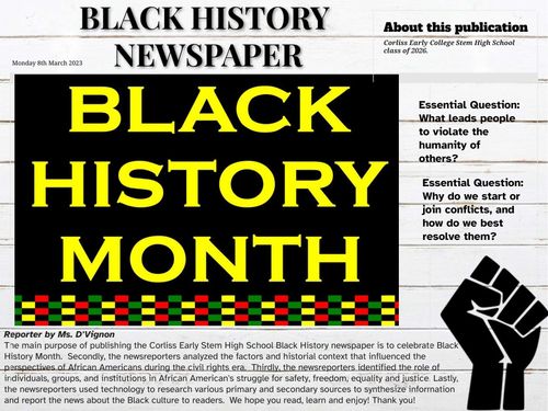 Book Creator | Corliss World Studies Black History Newspaper