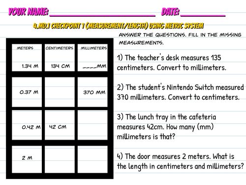 Book Creator | Checkpoint 1 4.MD.1 Metric Measurement
