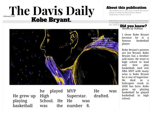 Book Creator | Mini Bio of Kobe Bryant