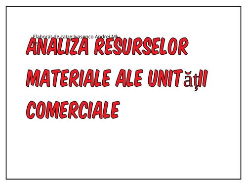 Book Creator | Analiza resurselor materiale ale unității comerciale