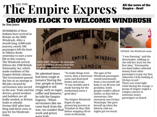 Book Creator | Windrush news report
