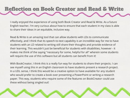 Book Creator | Assistive Technology Reflection