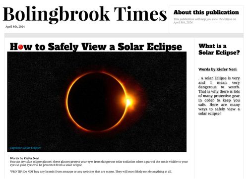 Book Creator | HOW TO SAFELY VIEW A SOLAR ECLIPSE NEWS PAPER BY KIEFER NERI