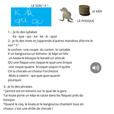 Book Creator | le son "K" page 78 "PIANO"