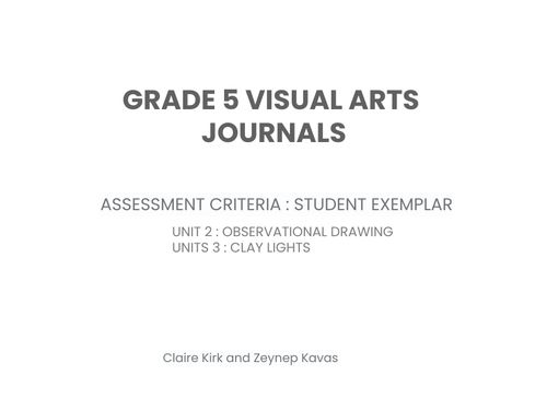 Book Creator | GRADE 5 : VISUAL ARTS JOURNAL : EXEMPLARS