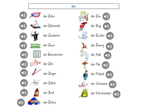 Book Creator | Wortschatz Z, z